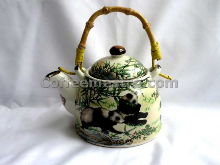 Chinese Style “Pandas” Graphic Ceramic Tea Pot and 6 Cups Set ...