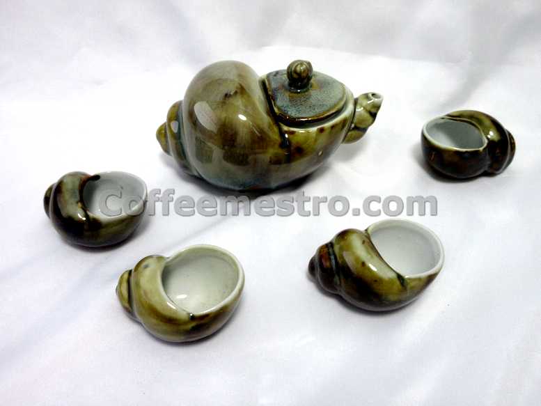 Sea Shell Shape Ceramic Tea Pot and 4 Cups Set | Collectible Mug or ...
