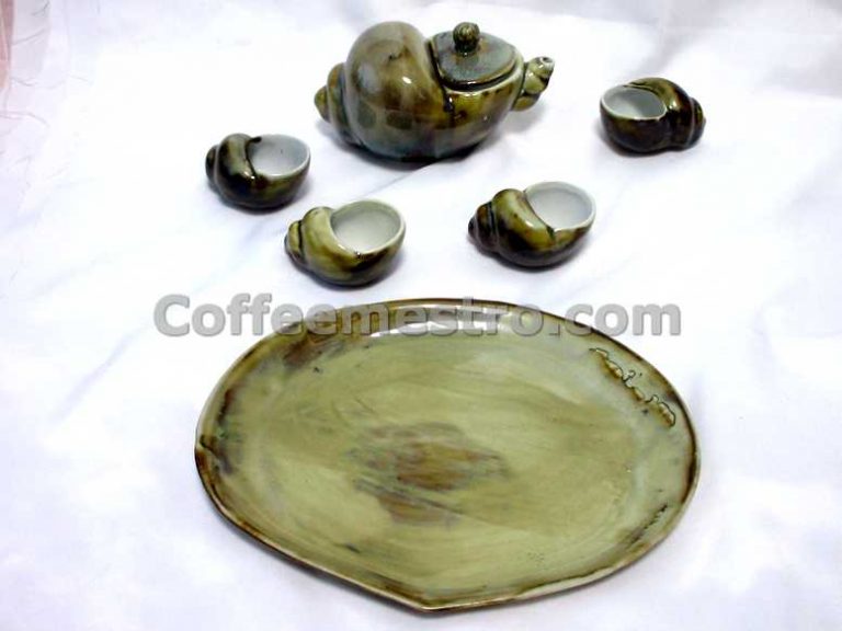 Sea Shell Shape Ceramic Tea Pot and 4 Cups Set | Collectible Mug or ...