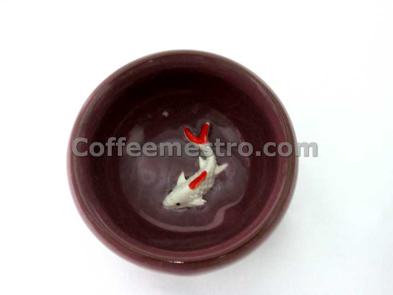 Six Ceramic Tea Cups with Koi Fish Shape at the Bottom - Coffeemestro.com