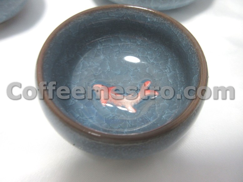 Tea Set with 1 Teapot and 6 Cups with Koi Fish Shape at the Bottom ...